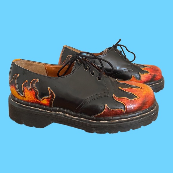 tredair | Shoes | Vintage 9s Tredair Black And Orange Flame Fire Shoes ...